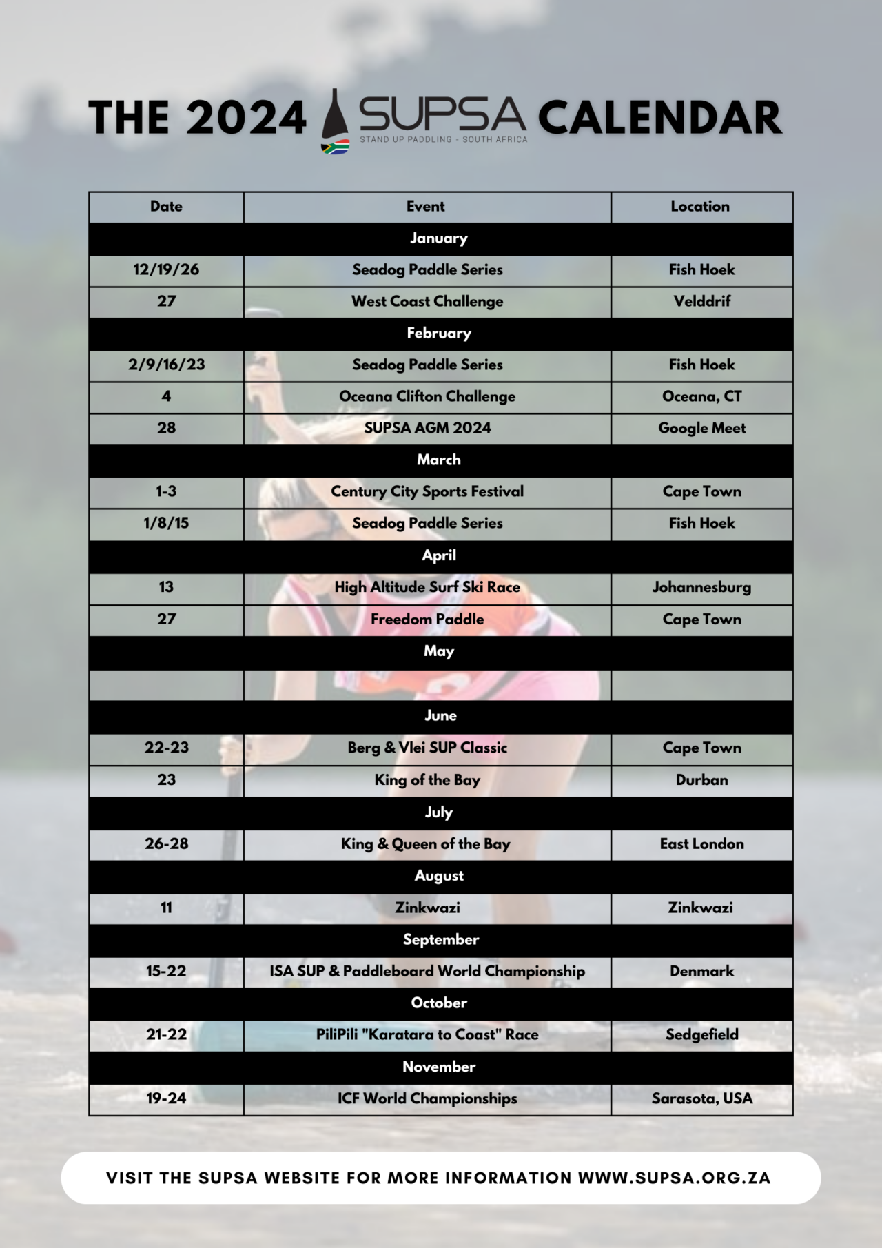 SUPSA Calendar - SUPSA.org.za